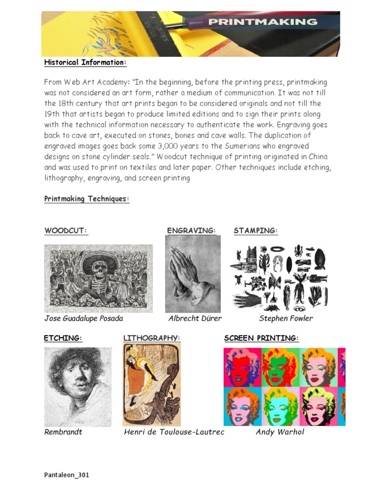 Printmaking Worksheet | PDF | Printmaking | Etching
