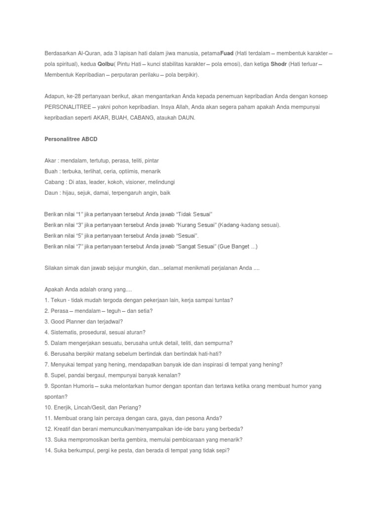 TES Personality ABCD | PDF