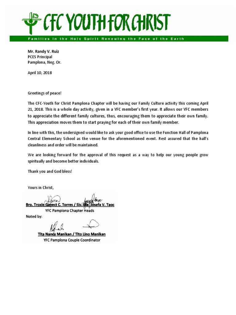 Youth Camp Letter of Request (Venue) | PDF