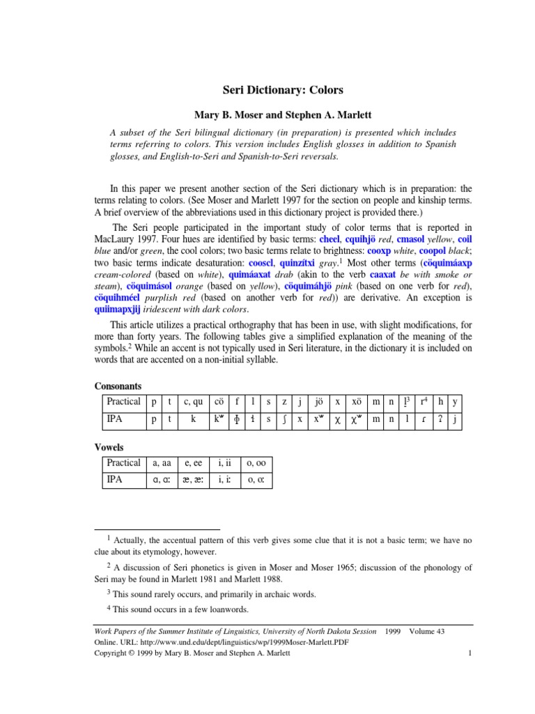 1999moser Marlett Colors | PDF | Color | Syllable
