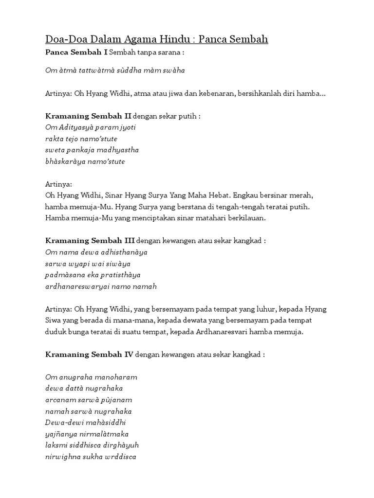 Panca Kramaning Sembah | PDF