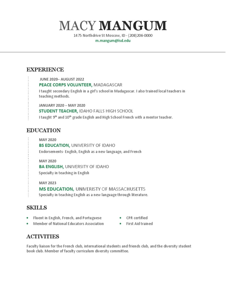 Fake Resume 410 | PDF