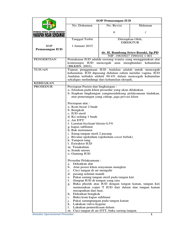 SOP Pemasangan IUD Copper T | PDF