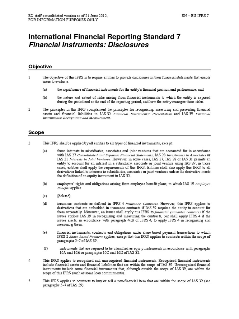 Financial Instruments: Disclosures: International Financial Reporting ...
