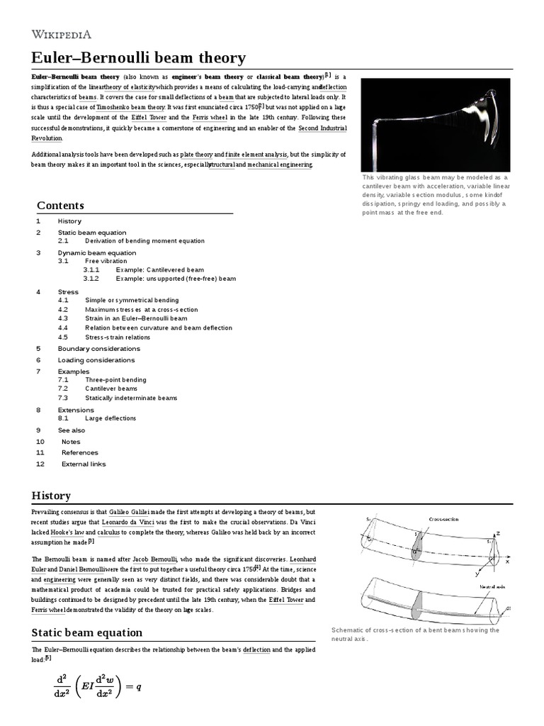 Euler-Bernoulli Beam Theory | PDF | Bending | Beam (Structure)