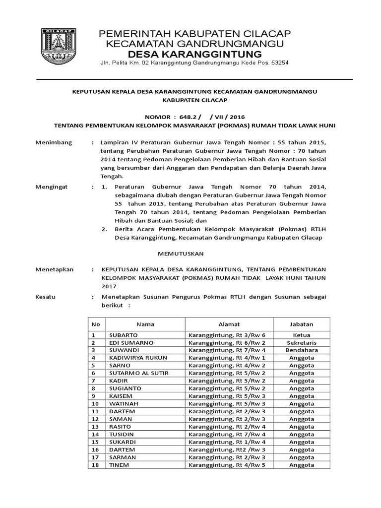 SK Pembentukan Pokmas | PDF