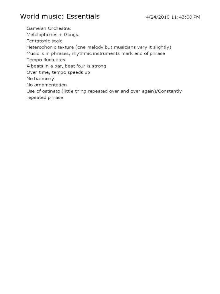 Igcse World Music Notes | Download Free PDF | Rhythm | Entertainment
