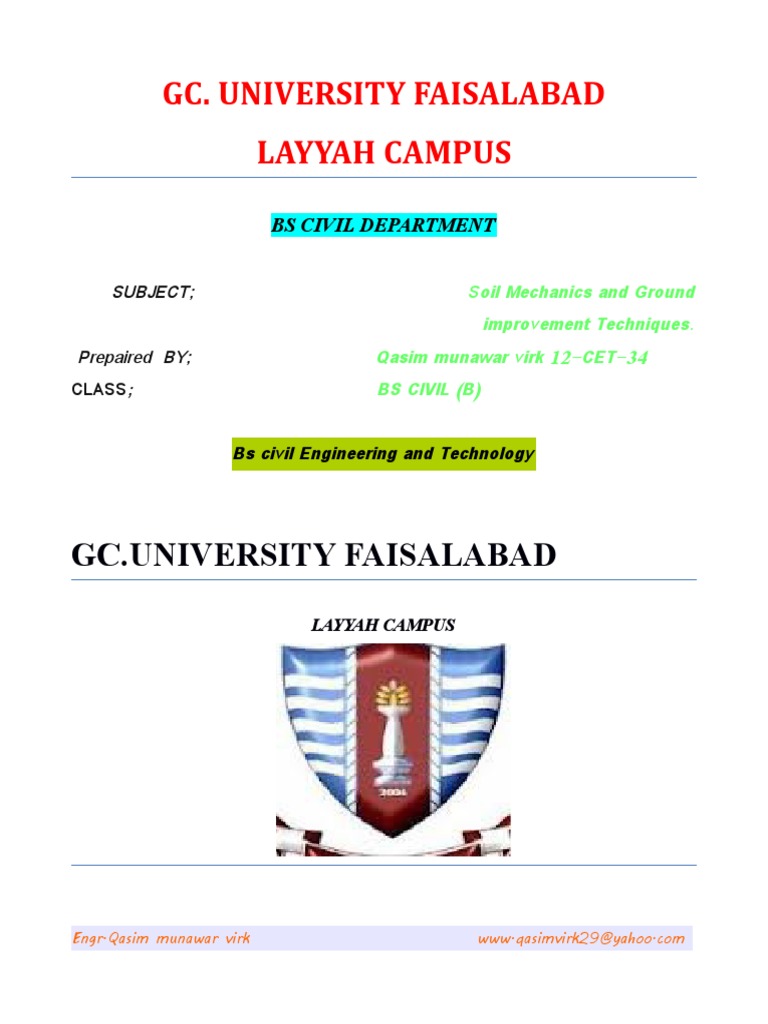 Gc. University Faisalabad Layyah Campus | PDF | Deep Foundation | Soil