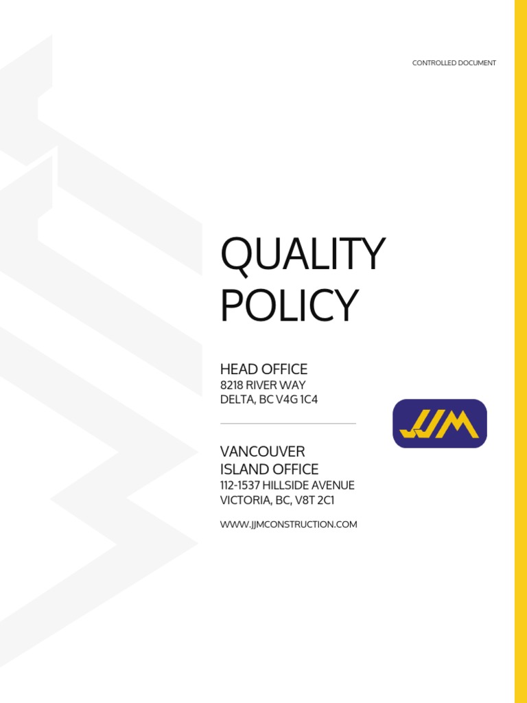 JJM Construction Quality Policy Document | PDF | Occupational Safety ...