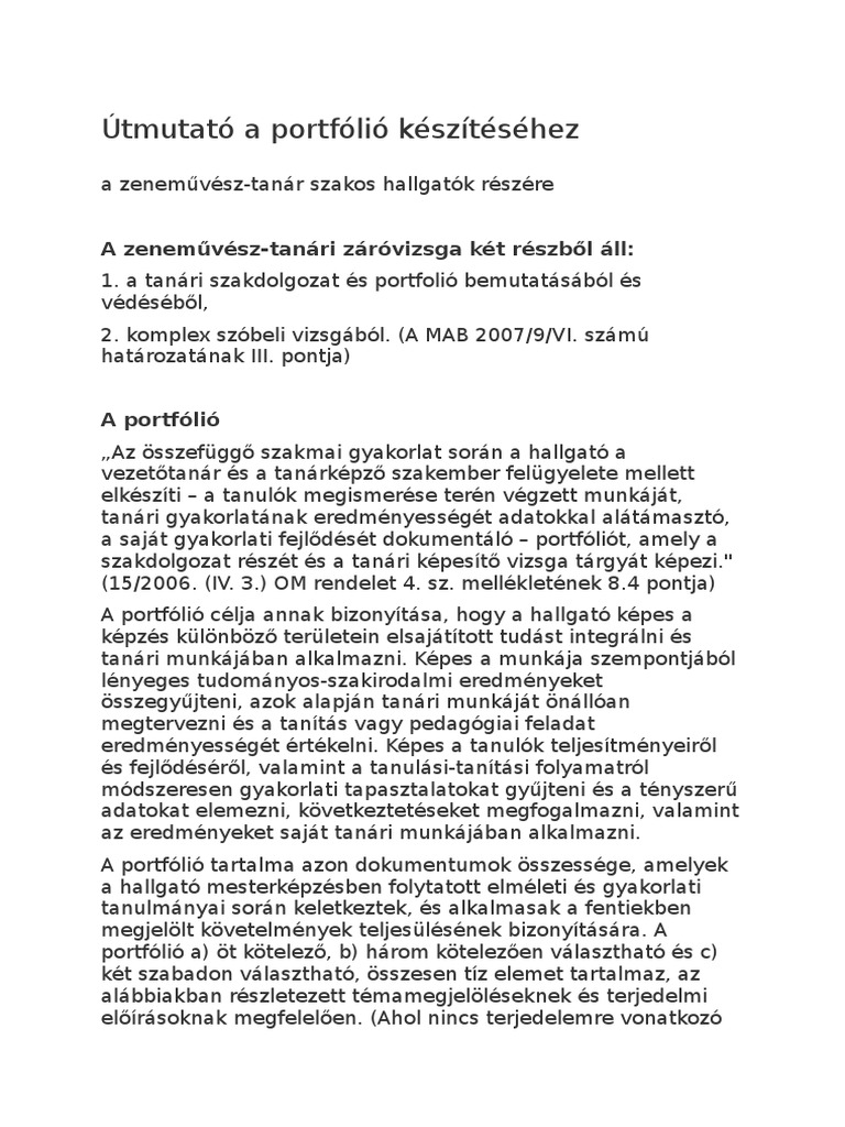 Útmutató A Portfólió Készítéséhez | PDF