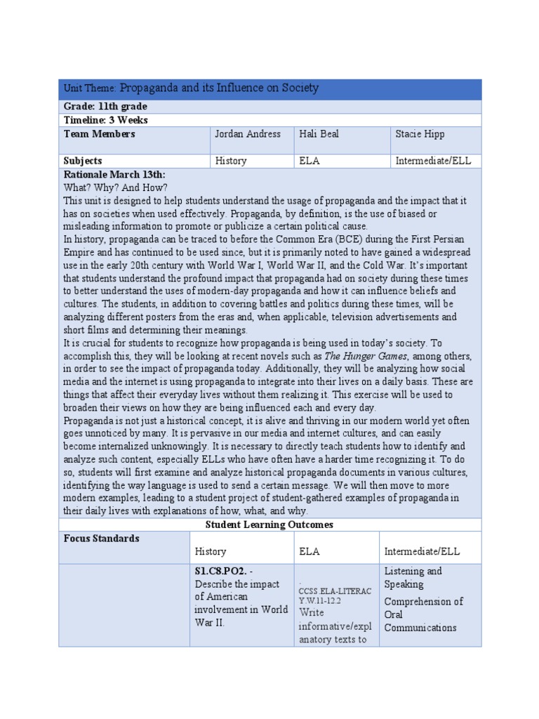 Propaganda and Its Influence On Society | PDF | Propaganda | Reading ...