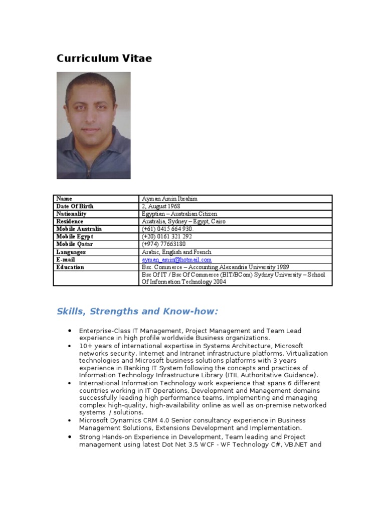 Curriculum Vitae: Skills, Strengths and Know-How | PDF | Component Object Model | Microsoft Sql ...
