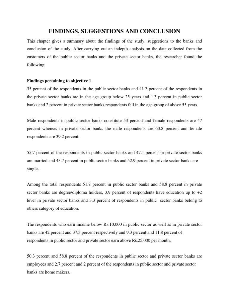 Findings, Suggestions and Conclusion: Findings Pertaining To Objective ...