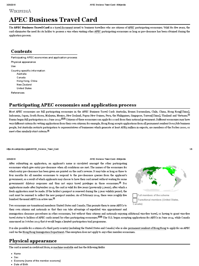 APEC Business Travel Card - Wikipedia | PDF | International Law ...