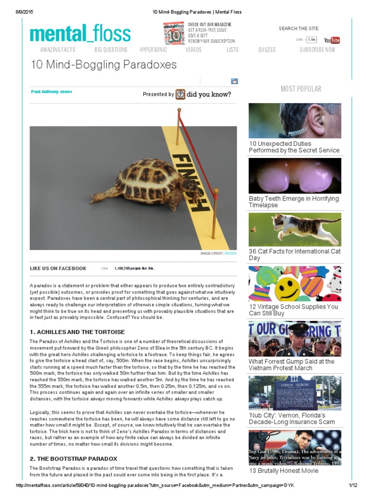 10 Mind-Boggling Paradoxes - Mental Floss PDF | PDF | Logic | Teaching ...