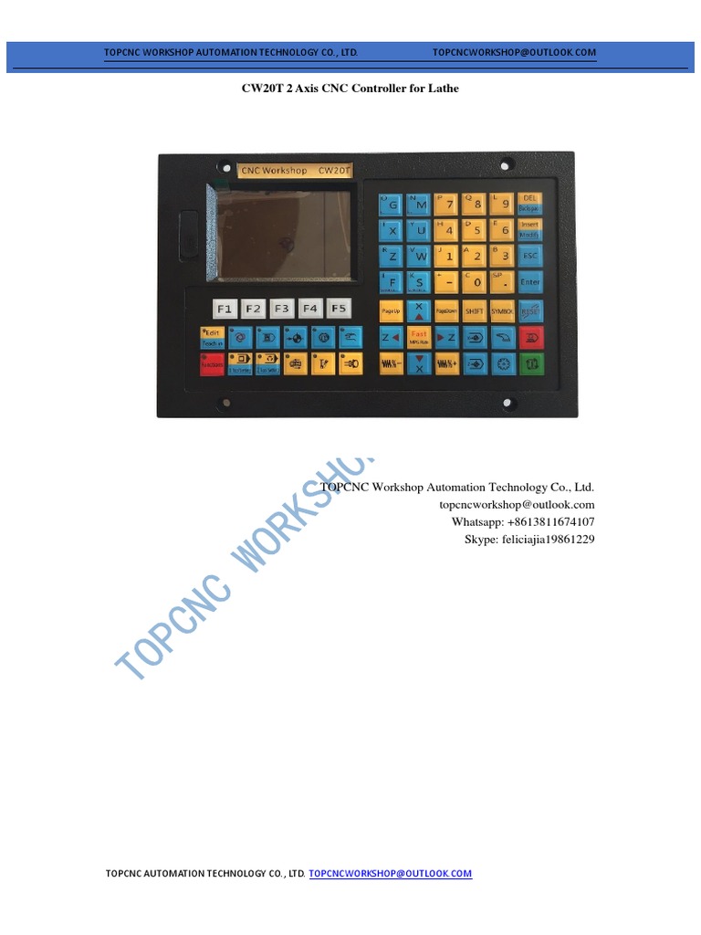 CW20T CNC Controller Manual | PDF | Numerical Control | Parameter (Computer Programming)