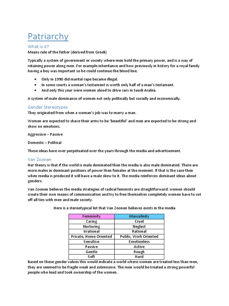 Patriarchy | PDF | Gender Role | Patriarchy