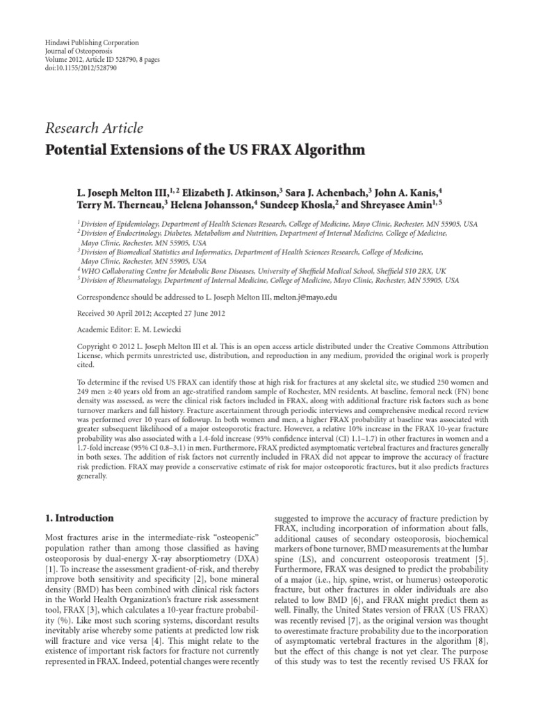 Research Article: Potential Extensions of The US FRAX Algorithm | PDF ...