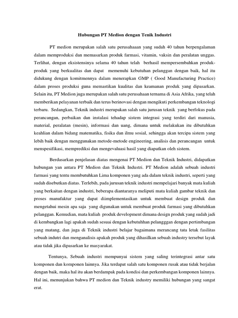 Hubungan PT Medion dan Teknik Industri | PDF | Komputer