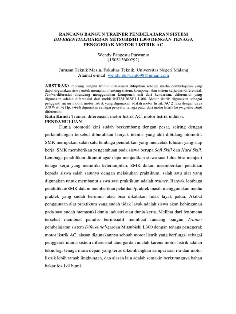RANCANG BANGUN TRAINER DIFERENSIAL | PDF