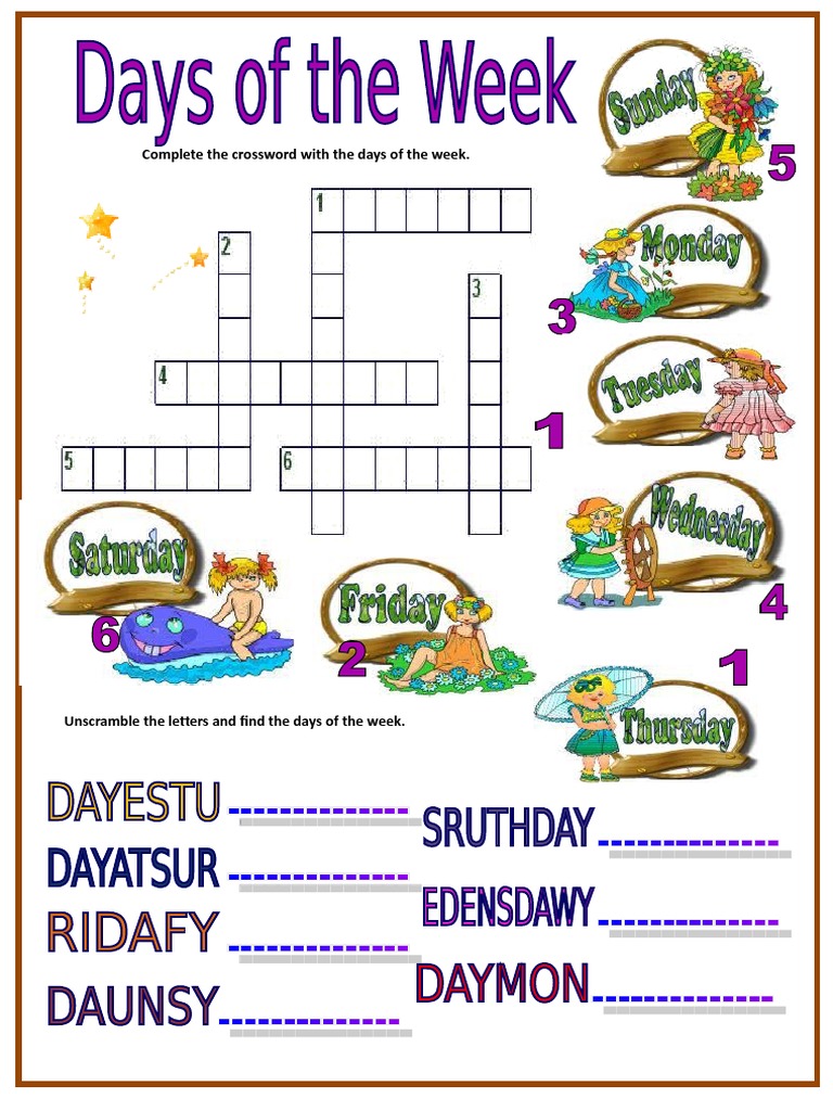 Days of The Week Flashcards Fun Activities Games Picture Dictionari ...