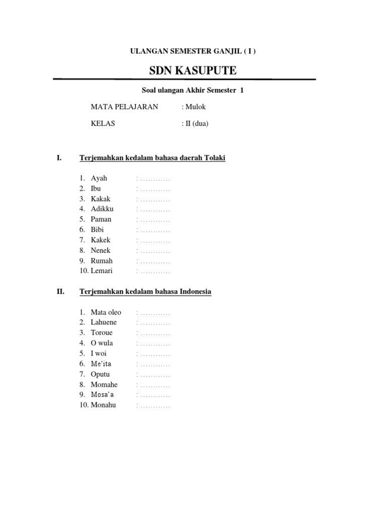 @mulok Kelas 2 | PDF