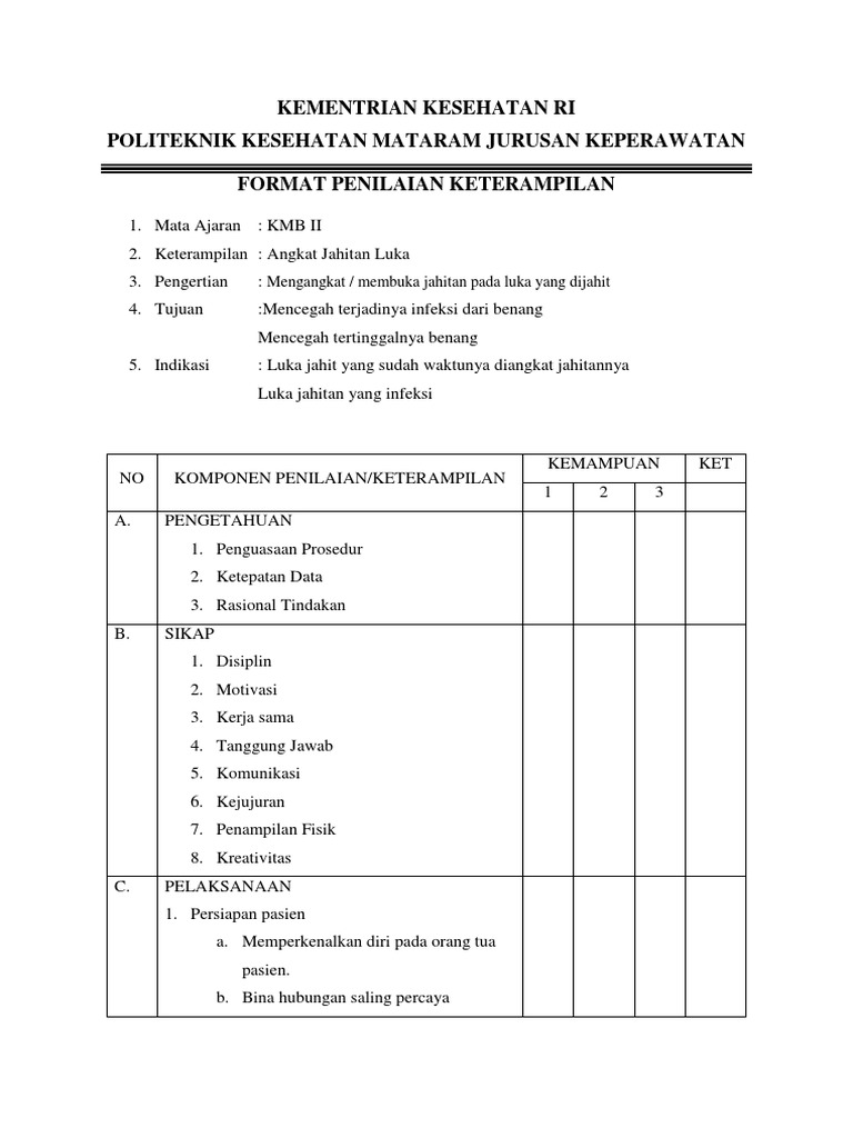 Checklist Angkat Jahitan | PDF