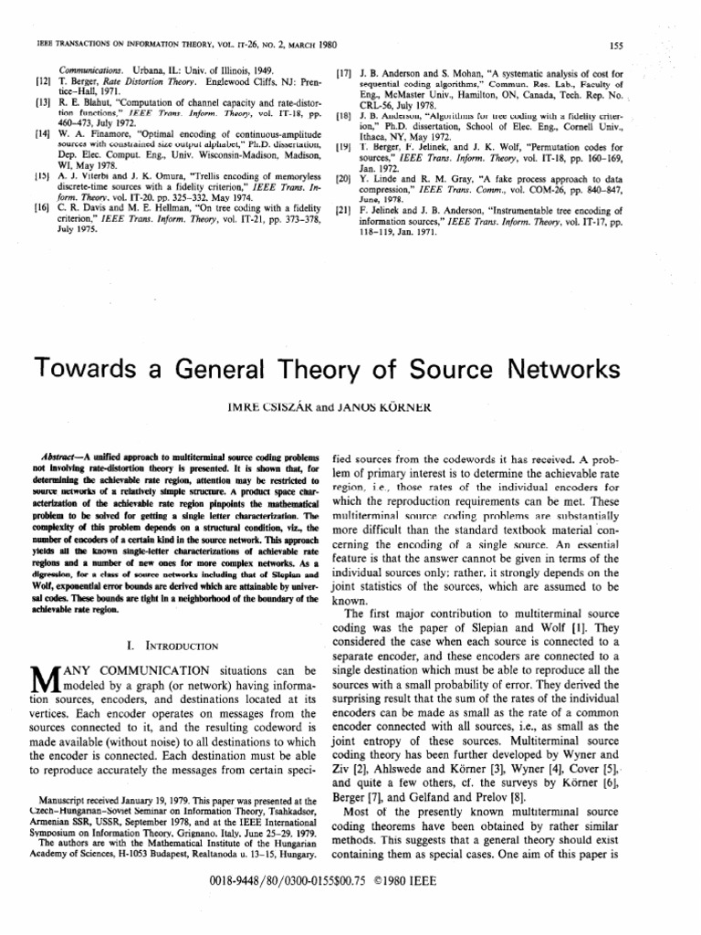 Towards A General Theory Of Multiterminal Source Networks A Unified Approach To Multiterminal 