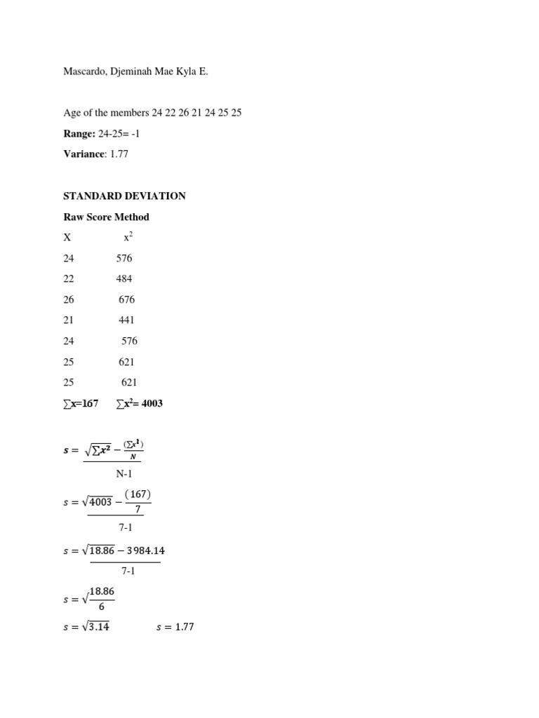 Standard Deviation Calculation Methods | PDF