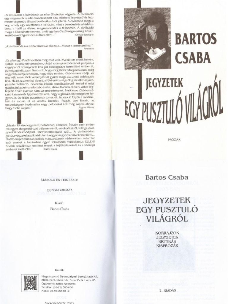 Bartos Csaba, Jegyzetek Egy Pusztuló Világról. 2003 | PDF