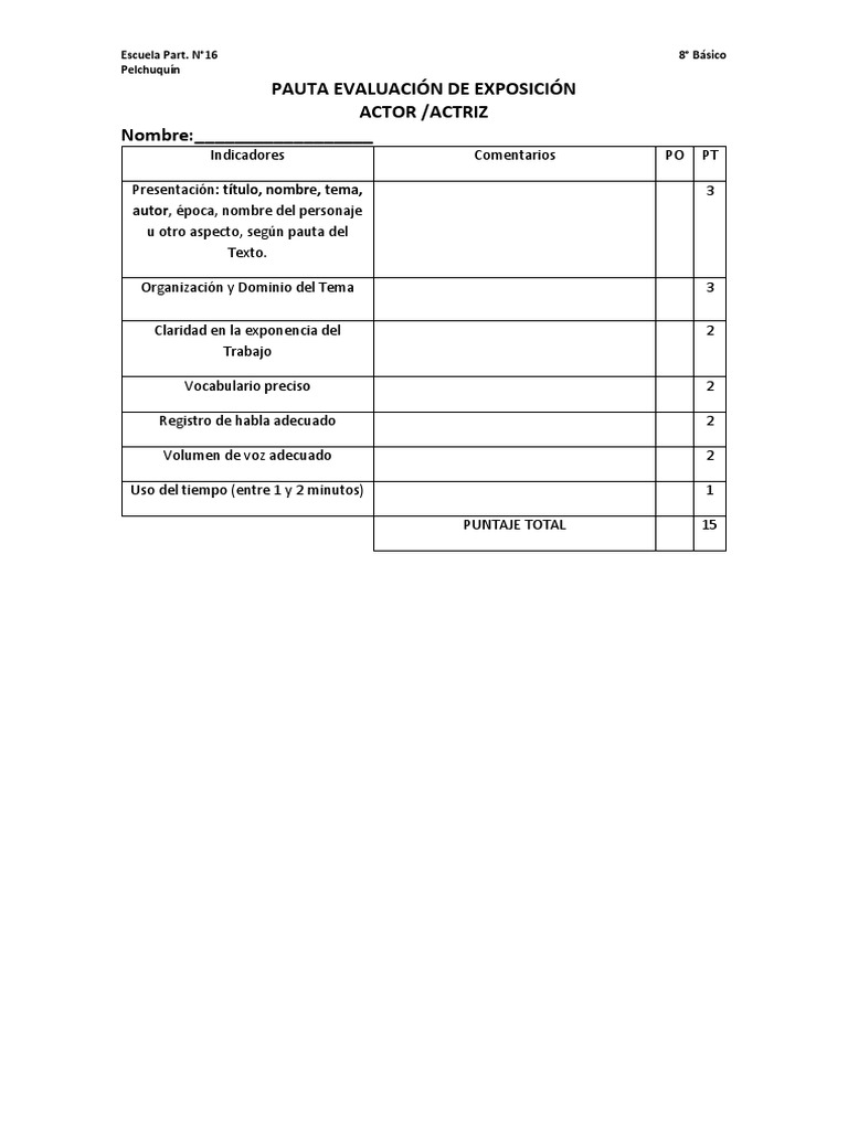 Pauta de Cotejo | PDF