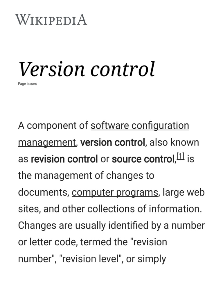 Version Control - Wikipedia | PDF | Version Control | Information ...