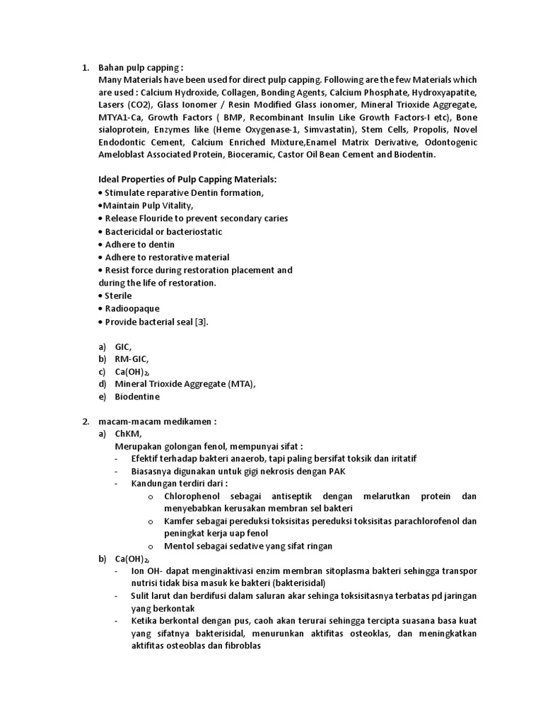 Material dan Prosedur Pulp Capping | PDF