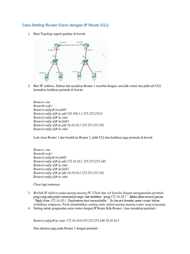 Cara Setting Router Cisco Dengan IP Route | PDF
