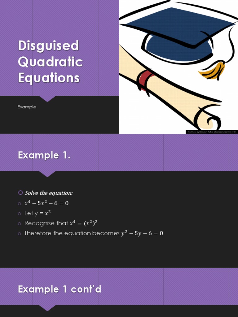 Disguised Quadratic Equations | PDF | Teaching Methods & Materials