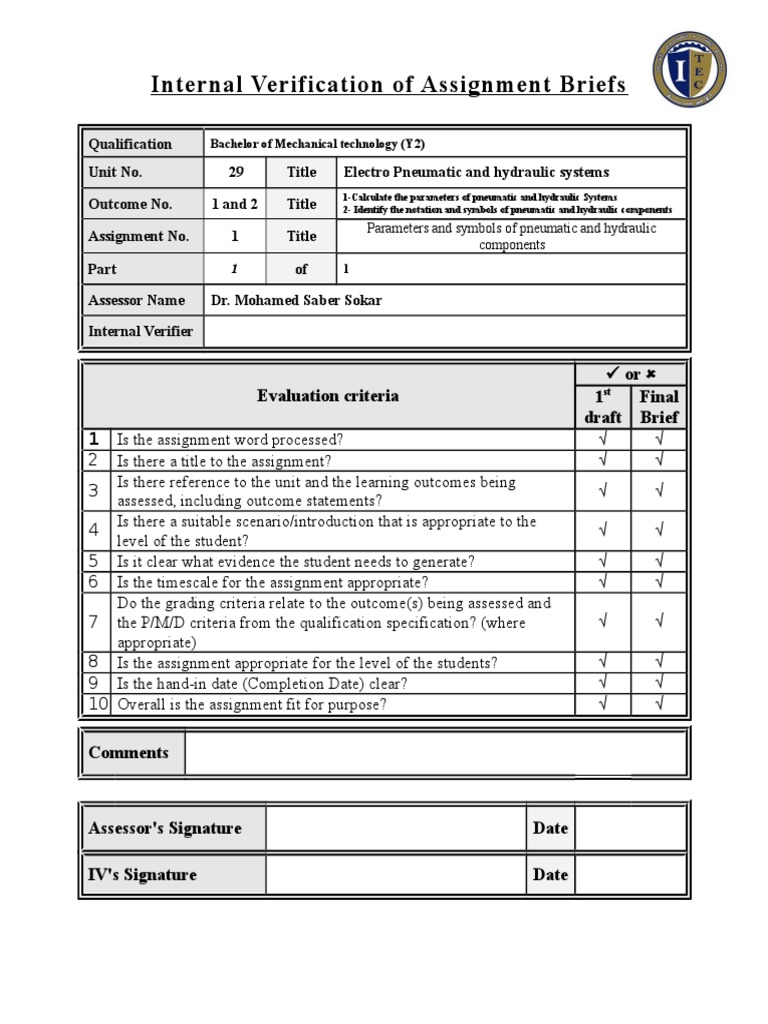 Assignment - 1 Electro Pneumatic and Hydraulic Systems | PDF | Change | Behavior Modification