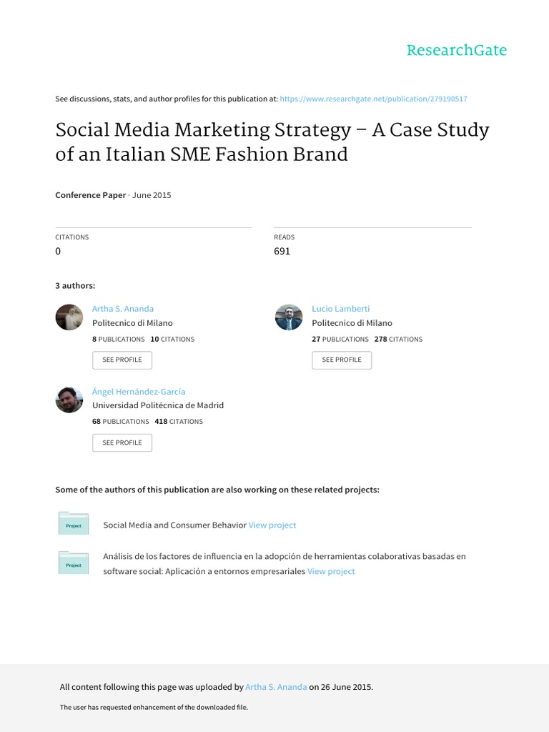 Italian SME Fashion Brand's SMM Strategy | PDF | Social Media Marketing ...