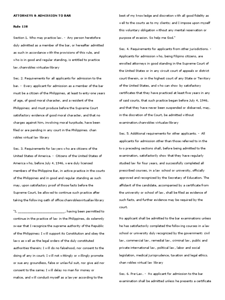 Rule 138: Attorneys' Admission Process | PDF | Lawyer | Bar Association