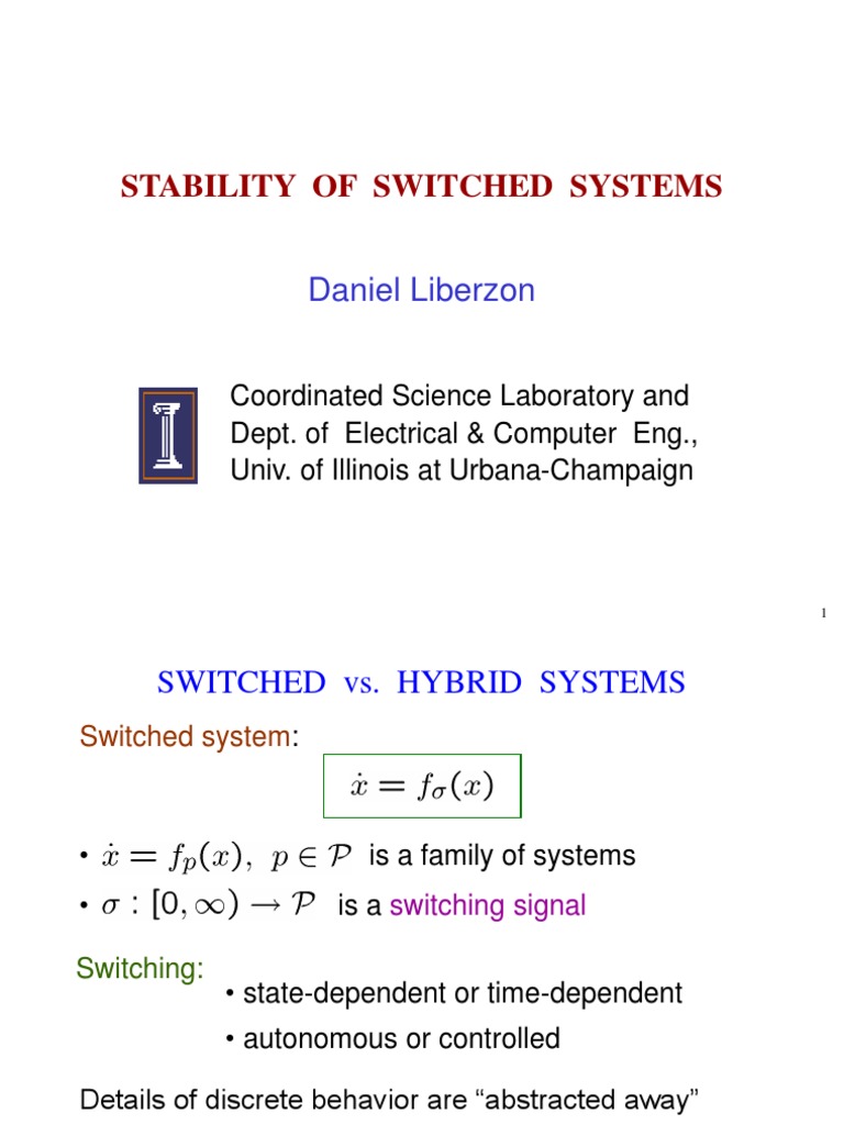 Stability of Switched Systems: Daniel Liberzon | PDF | Stability Theory ...