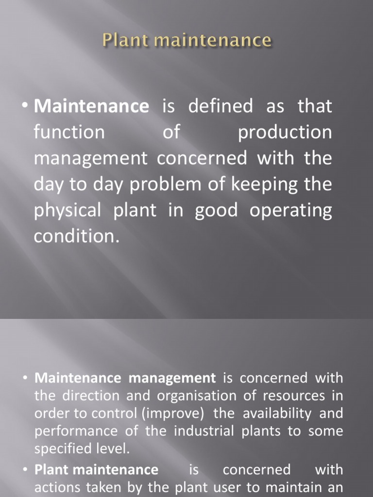 Plant Maintenance Management Overview | PDF | Systems Engineering ...
