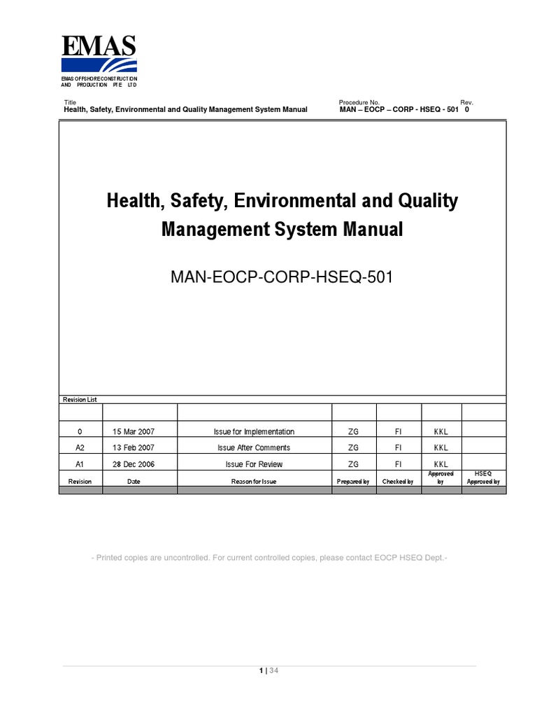 HSEQ Manual PDF | PDF | Risk Assessment | Competence (Human Resources)