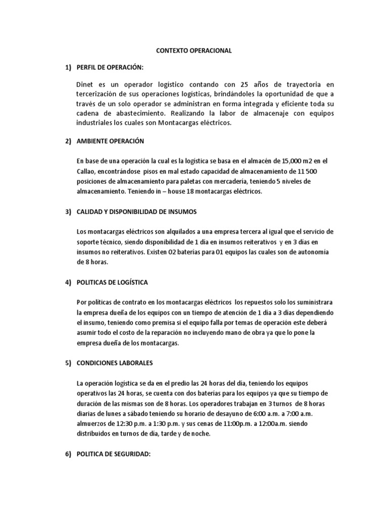 Contexto Operacional | PDF | Máquina elevadora | Logística