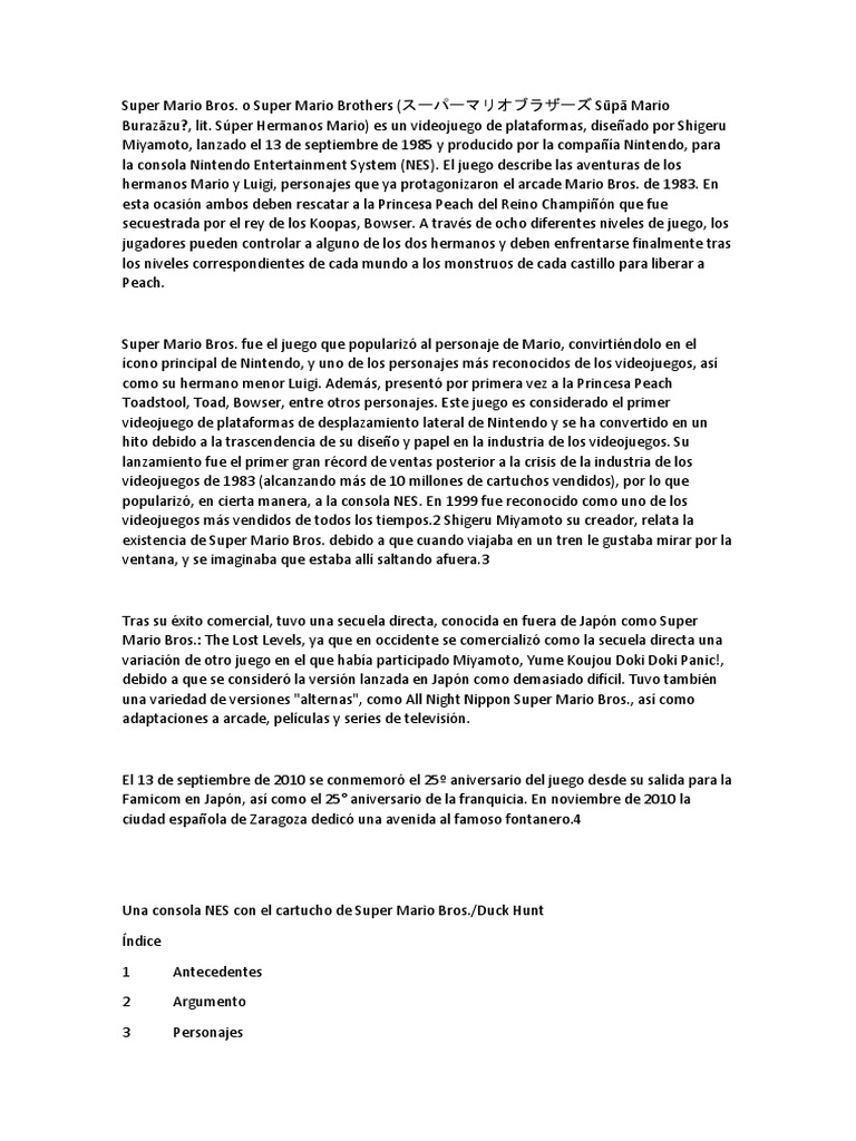 Super Mario Bros | PDF | Mario | Nintendo