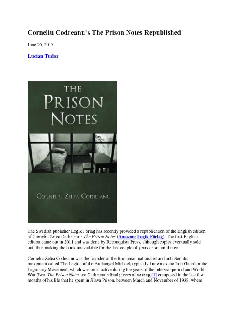 Lucian Tudor - Corneliu Codreanu's 'Prison Notes' - 2015 | PDF