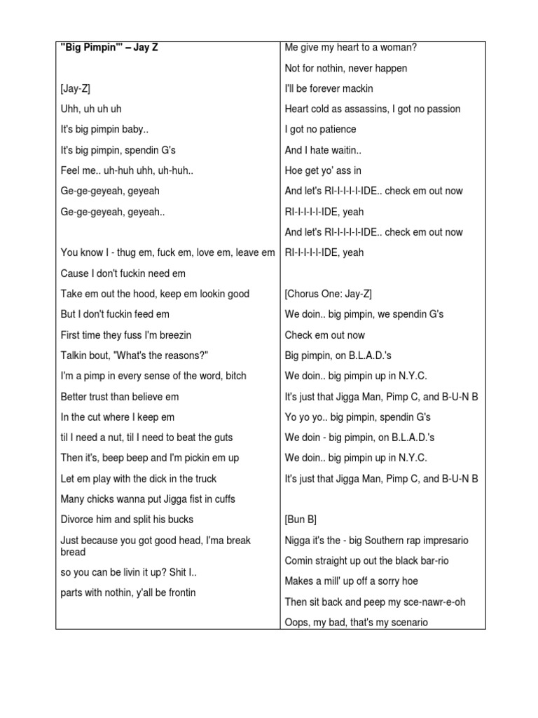 Printed Lyrics | PDF