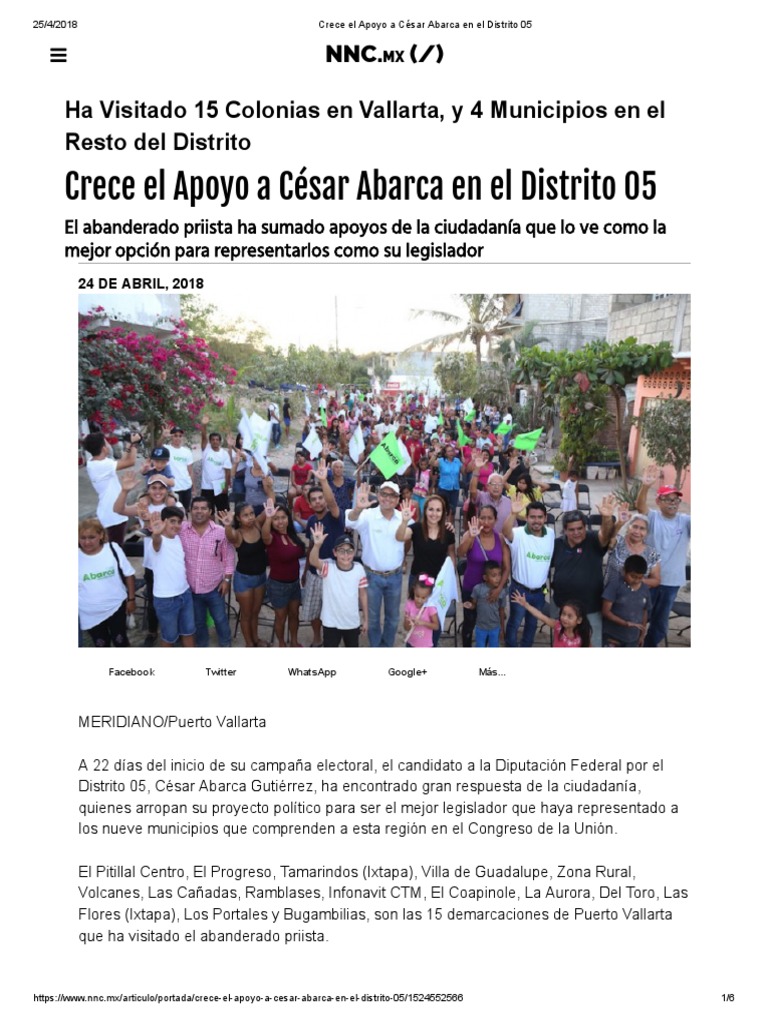 25-04-18 Crece El Apoyo A César Abarca en El Distrito 05 | PDF ...
