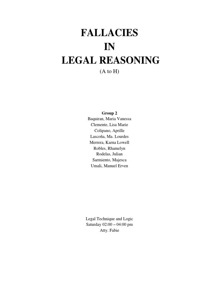 Fallacies in Legal Reasoning (A To H) | Download Free PDF | Fallacy ...