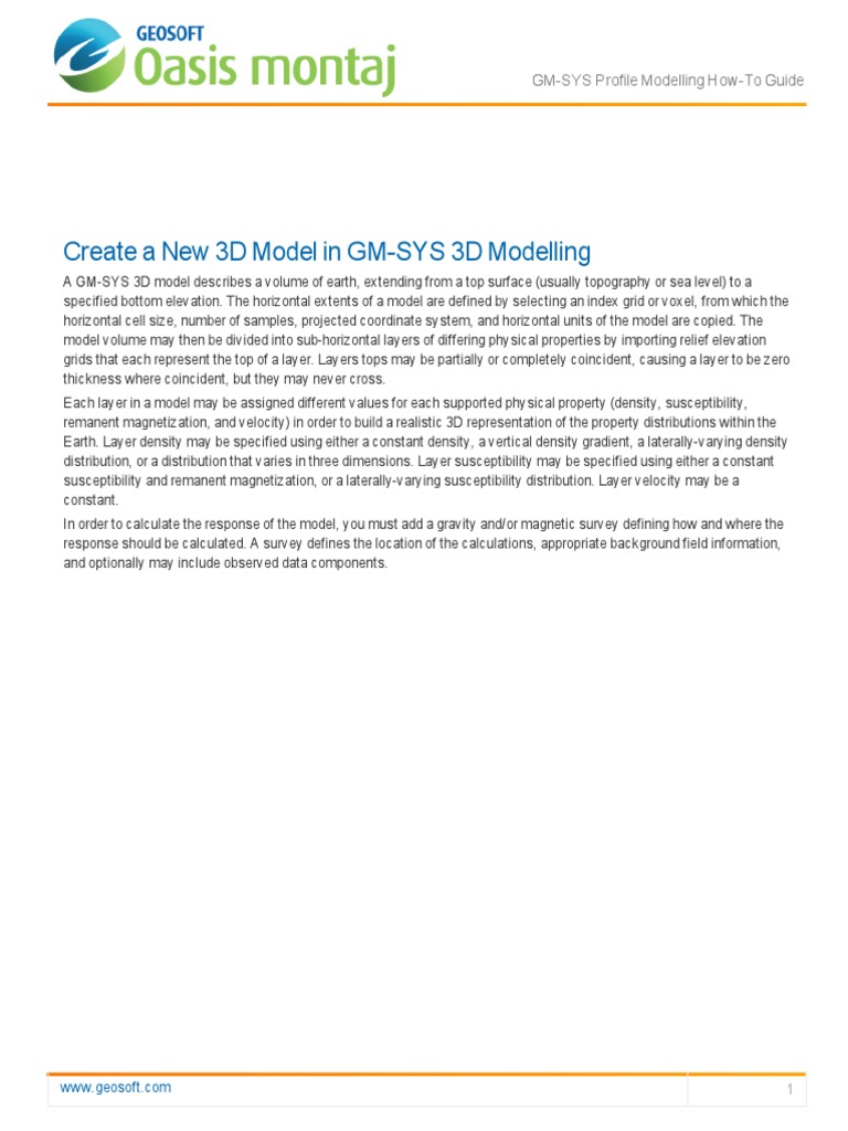 GM-SYS 3D Create New 3D Model | PDF | 3 D Modeling | Voxel