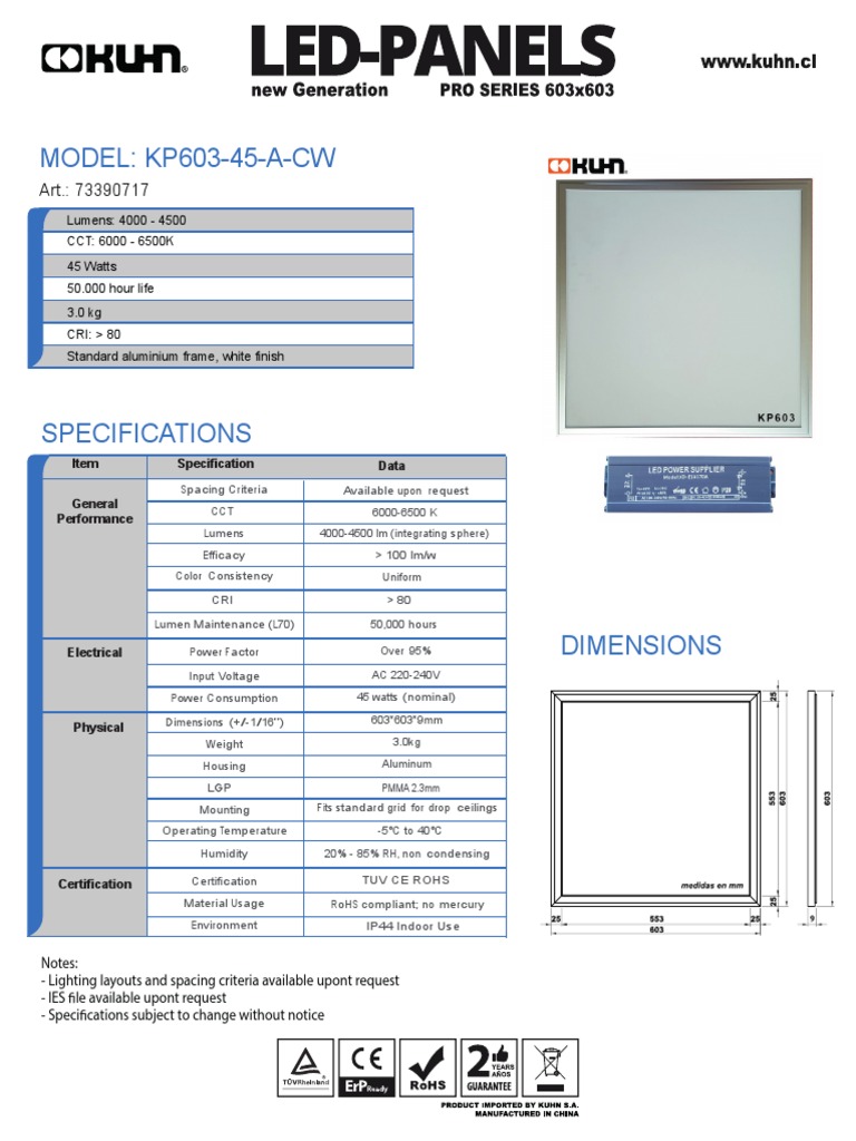 Panel Led 60x60 | PDF | Lighting | Light