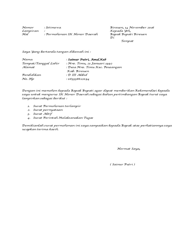 Surat Permohonan Magang | PDF